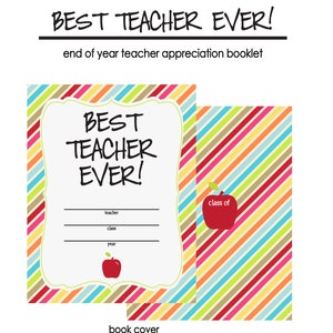 Teacher Appreciation CLASS BOOKLET, Teacher End of Year Gift ...
