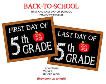 First Day of Fifth Grade Sign 2022-2023 /first Day of School - Etsy