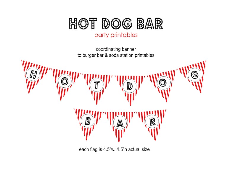 Hot Dog Bar Party Printables- Banner - Etsy