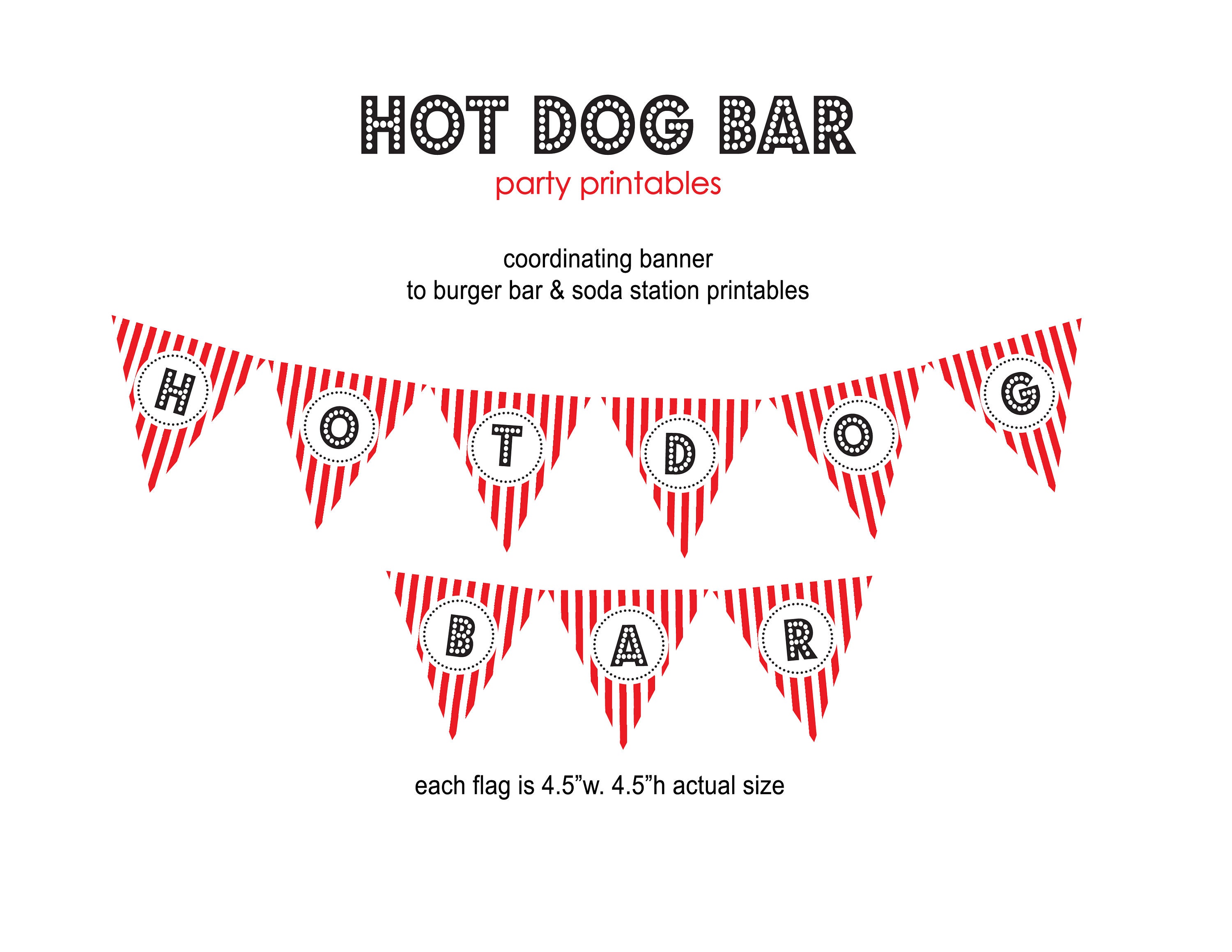 Hot Dog Bar Party Printables- Banner - Etsy