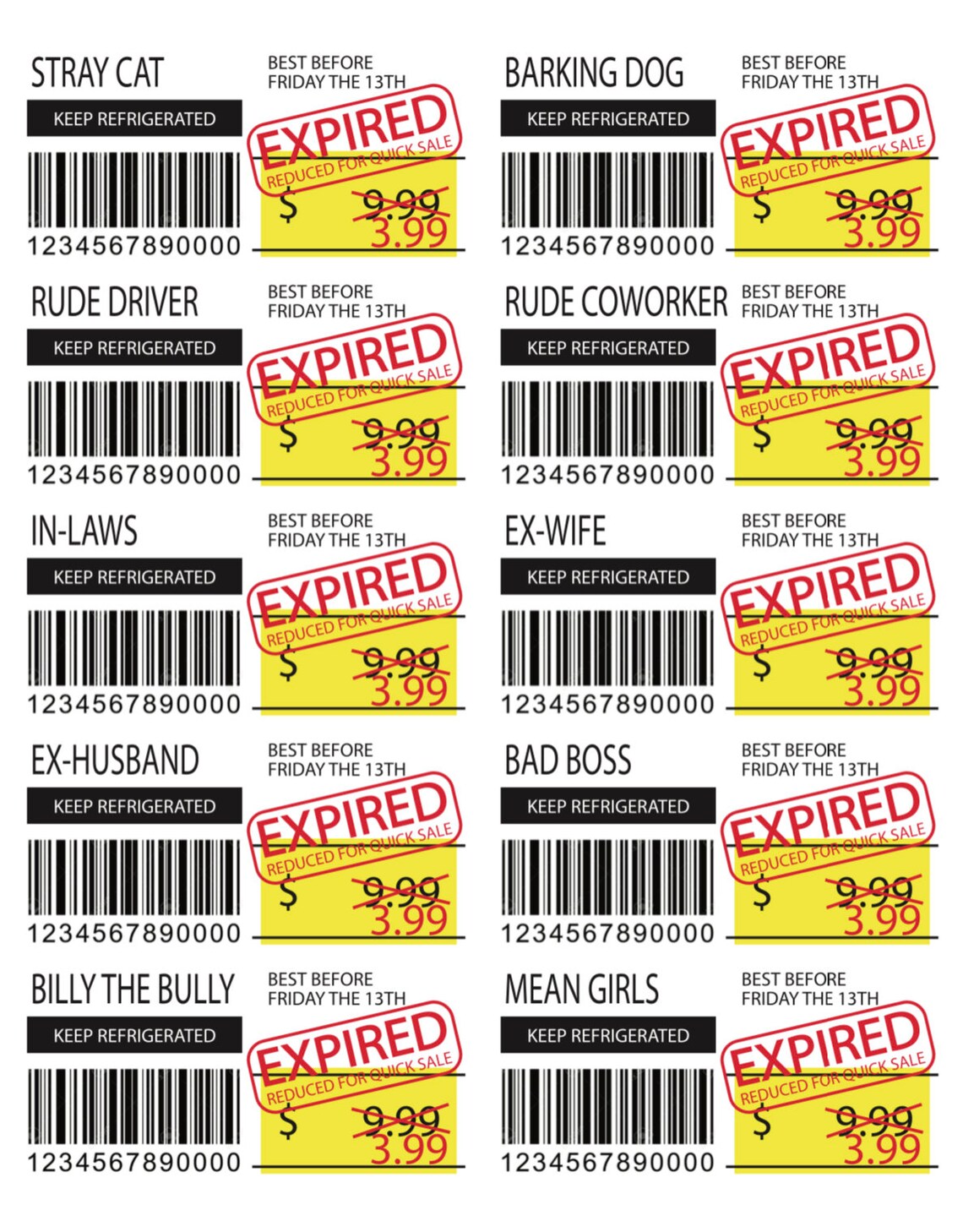 Halloween "raw Meat" Rice Crispy Treat Labels - Etsy