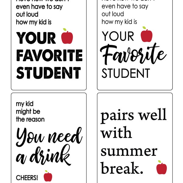 Teacher Wine Label - Etsy