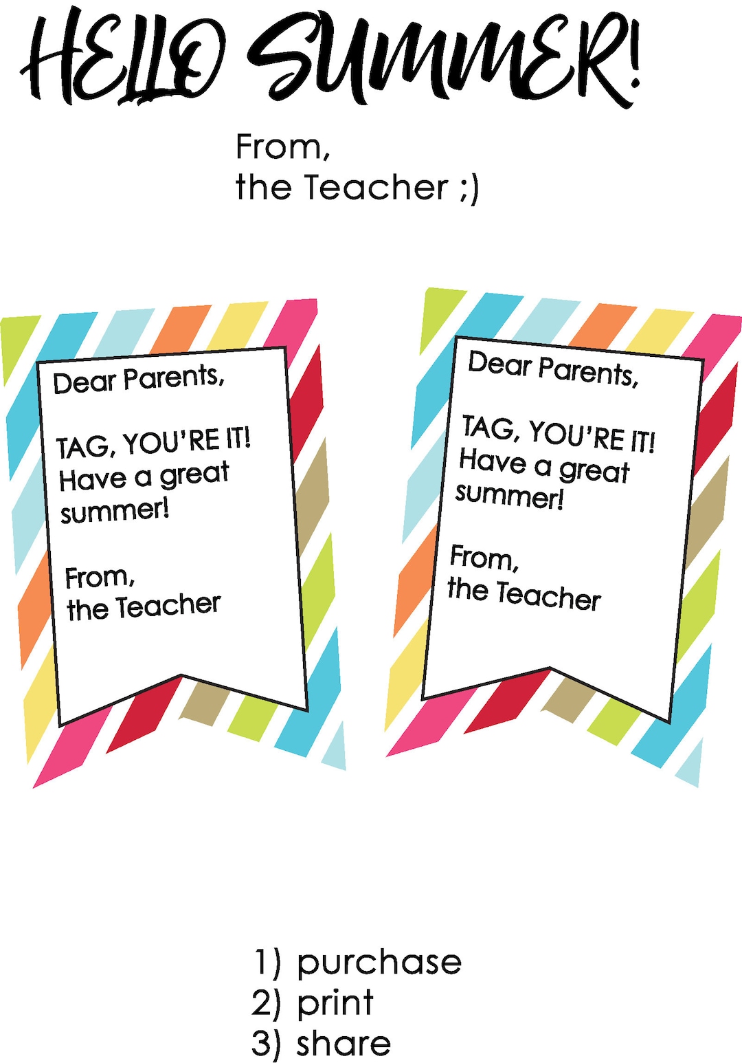 School's Out for Summer! Teacher Gifts, Teacher Appreciation, Gift Tag ...