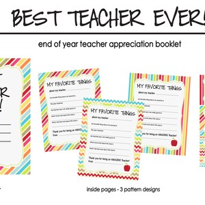 Teacher Appreciation CLASS BOOKLET, Teacher End of Year Gift ...