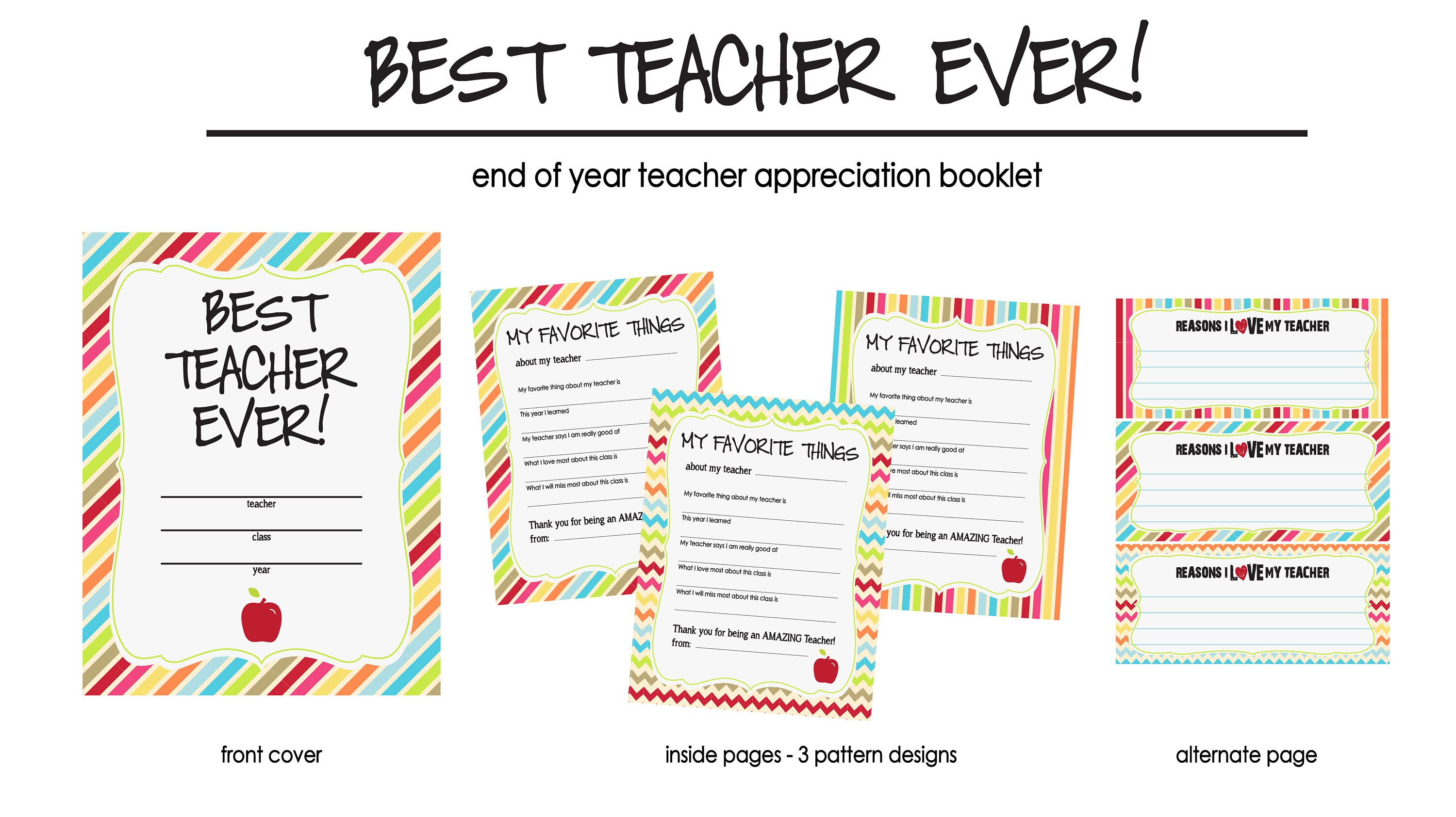 Teacher Appreciation CLASS BOOKLET, Teacher End of Year Gift ...