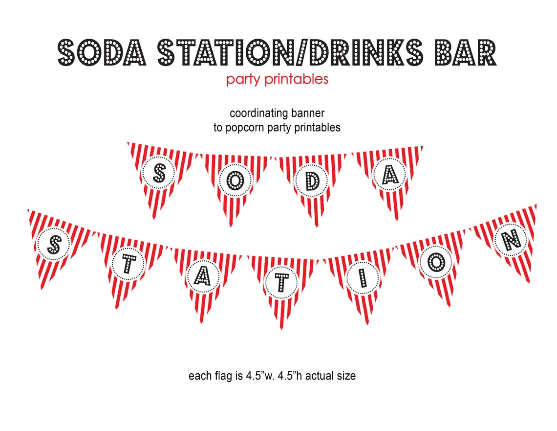 Soda or Drinks Station Party Printables-banner - Etsy