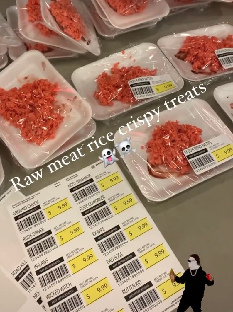 Halloween "raw Meat" Rice Crispy Treat Labels - Etsy