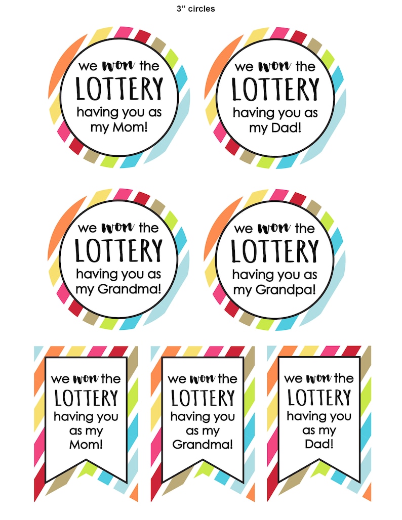 Lottery Gift Tag--"i Won the Lottery Having You as My Mom, Dad, Grandma ...