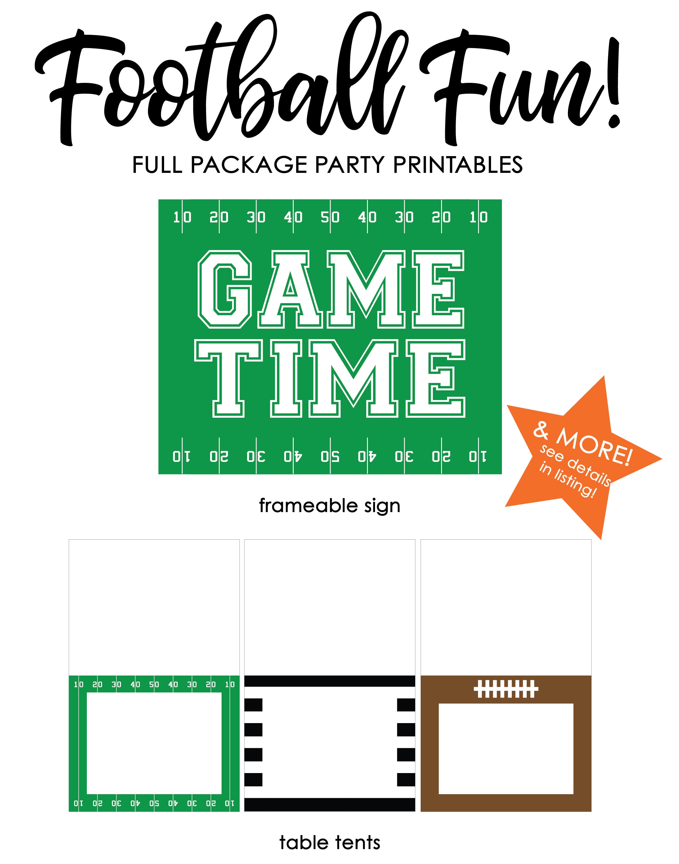 Football, Super Bowl Party Printables - Etsy