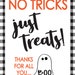 CUSTOM "no Tricks, Just Treats" Halloween Printables - Etsy