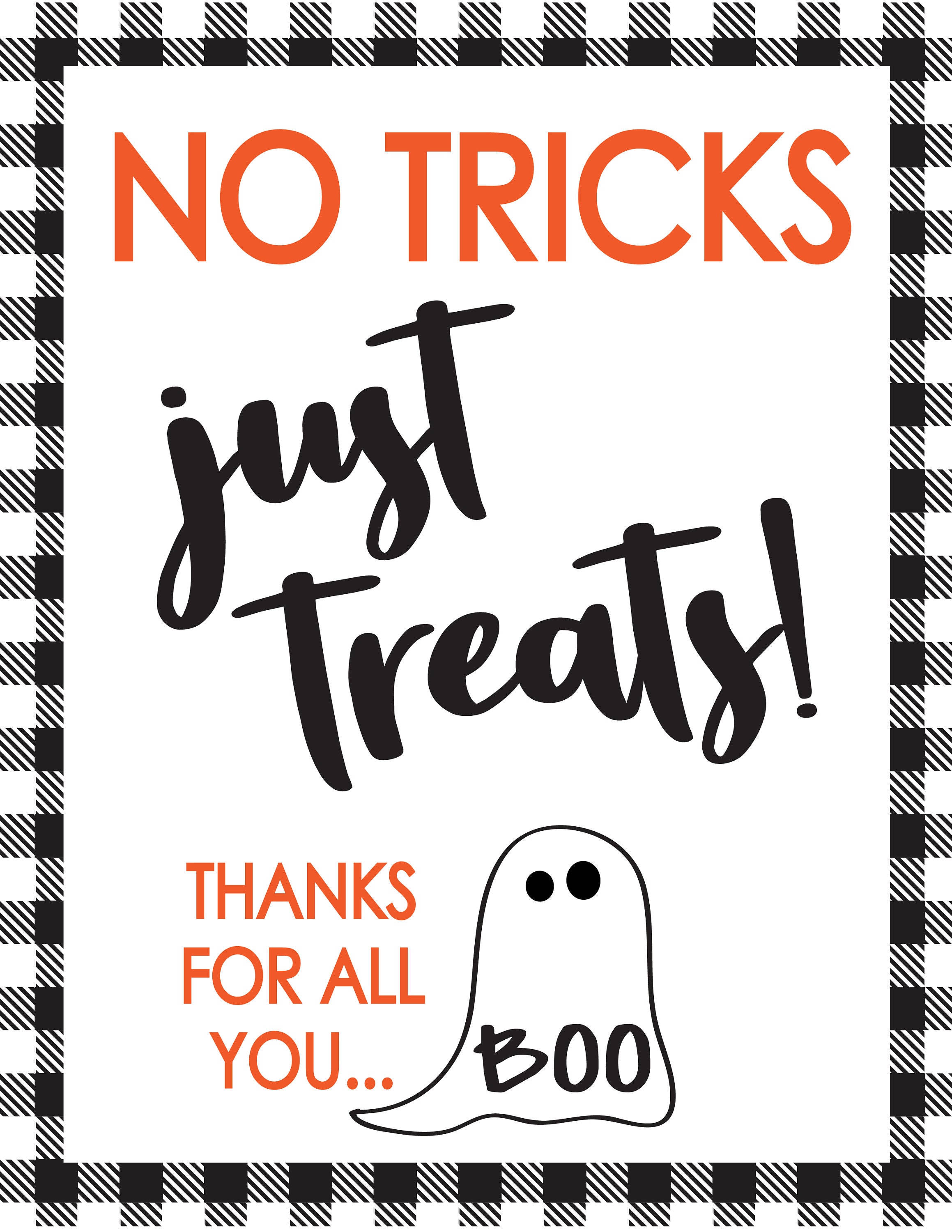 CUSTOM "no Tricks, Just Treats" Halloween Printables - Etsy