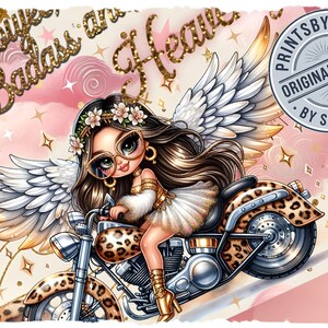 Boujee Glam Brunette Biker Chick Angel Tumbler Wrap 20 Oz Skinny ...