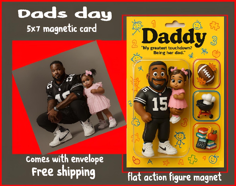 Personalized Action Fathers Day Magnet Card: Custom From Photo. NEW ...