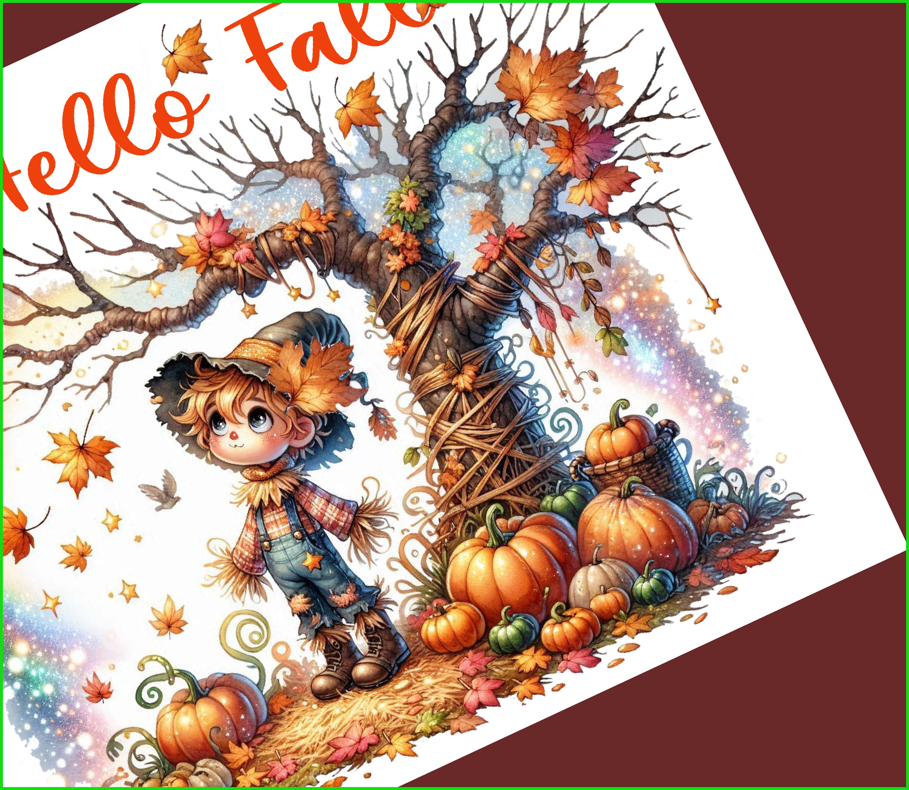 Hello Fall Scarecrow 20 Oz Skinny Tumbler Sublimation Design, Halloween ...