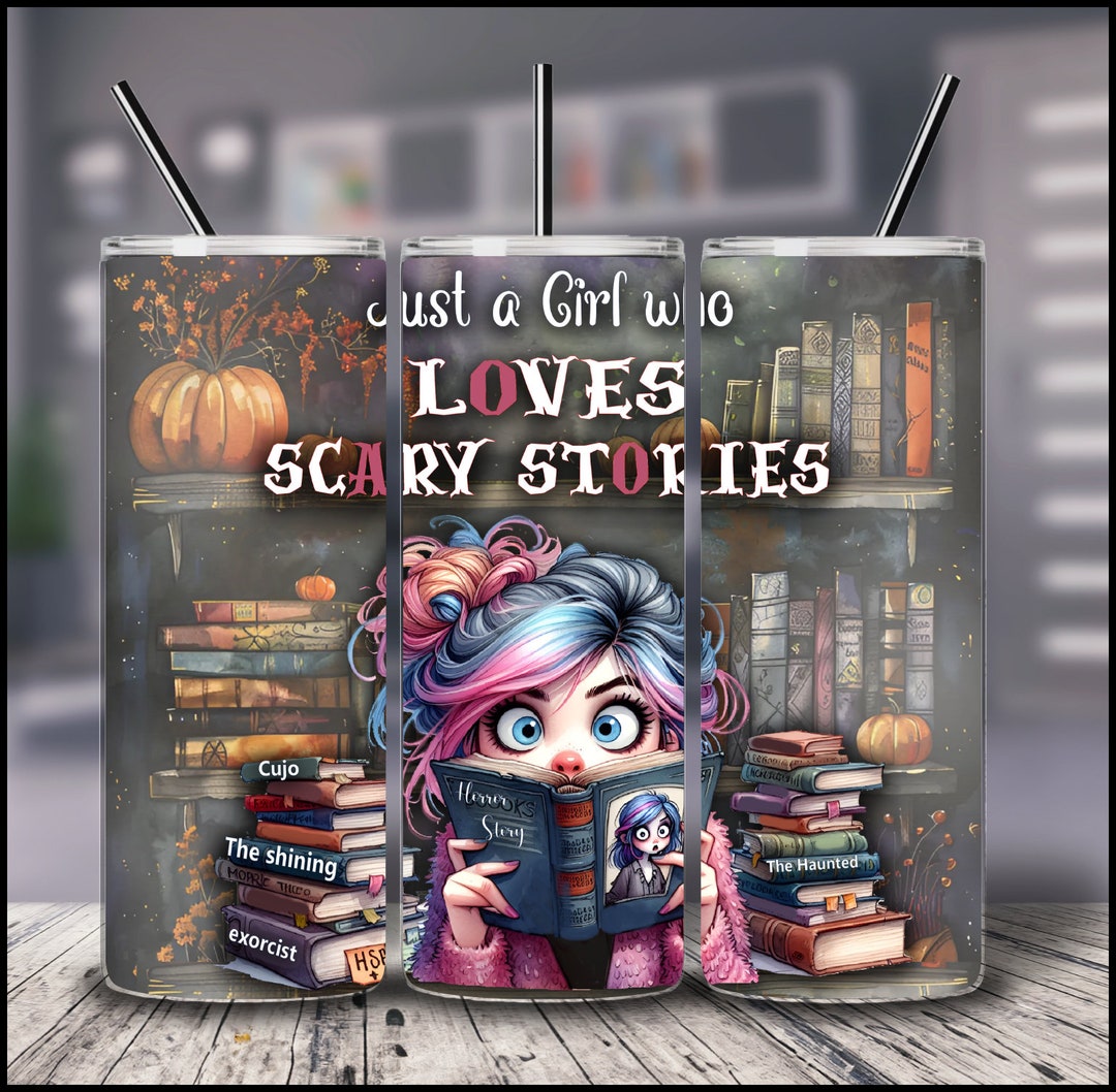 Scary Stories Bookworm 20oz Tumbler Wrap: Spooky Girl Design (digital ...