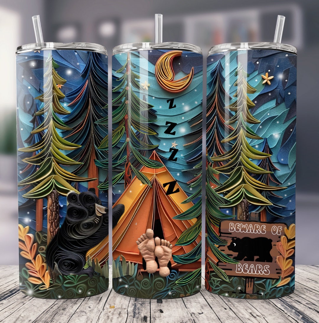 Beware of Bears Camping Tumbler: 20 Oz Sublimation Design (digital Download) - Etsy