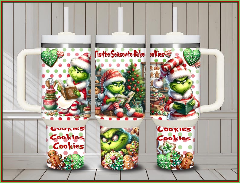 Christmas Cookies Green Character 40 Oz Tumbler Wrap -digital Download ...