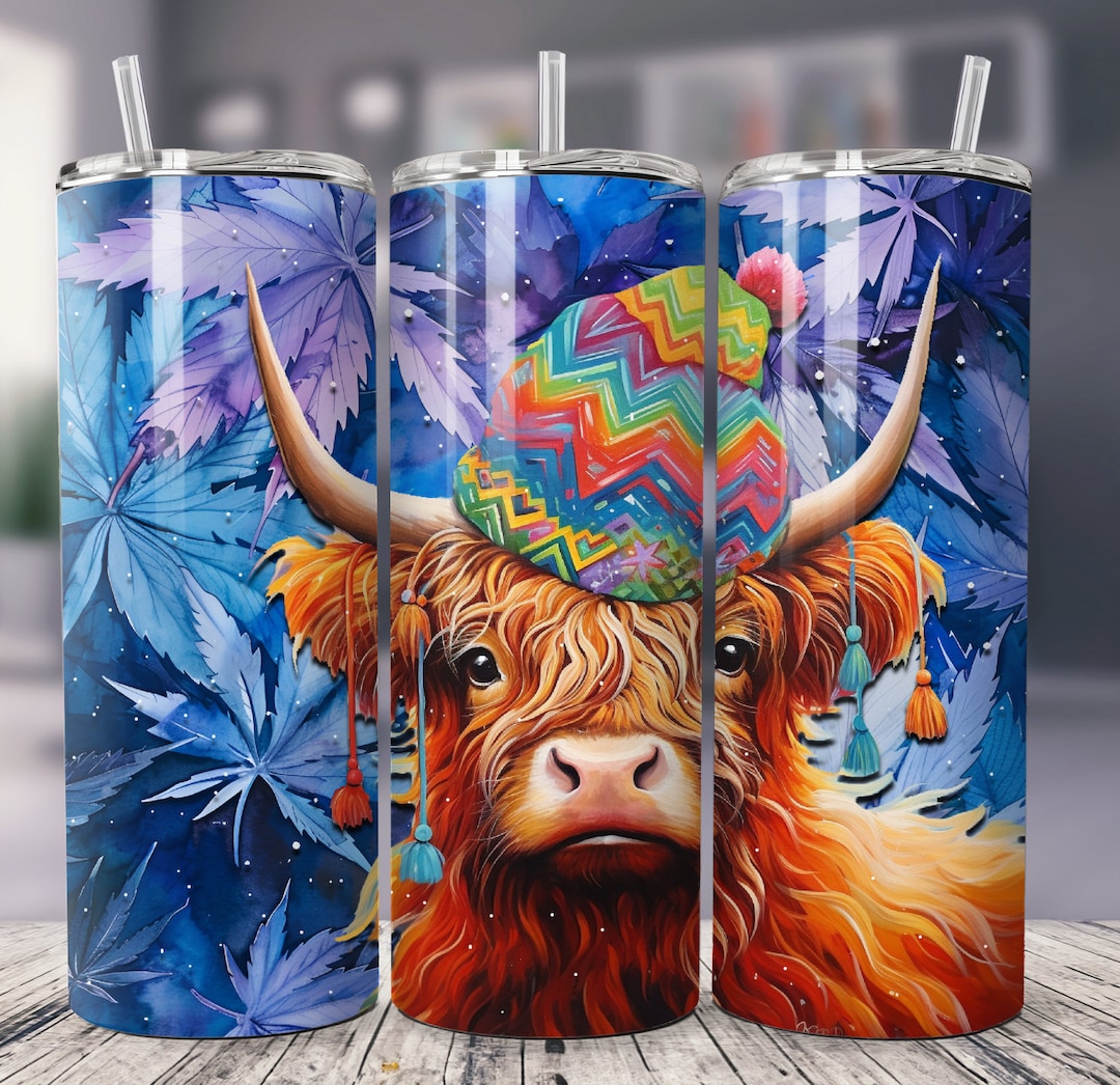 Rasta HIGHLAND Cow 20 Oz Skinny, Tapered Tumbler Sublimation Design ...