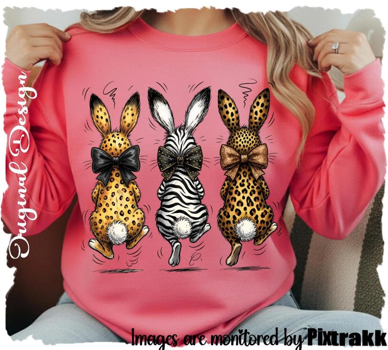 Leopard Zebra Easter Bunnies PNG, Animal Print Design (digital Download ...