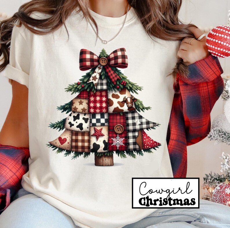 Patchwork Christmas Tree PNG Bundle: 5 Themed Clipart Designs (digital ...