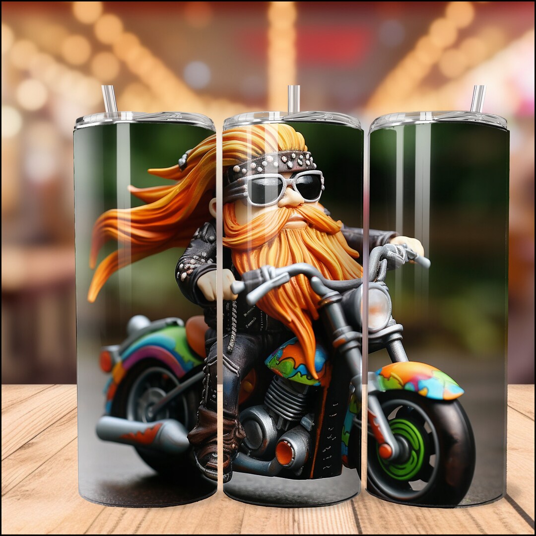 Red Headed Biker Motorcycle Enthusiest 20 Oz Tumbler Wrap, 9.3 X 8.2 ...