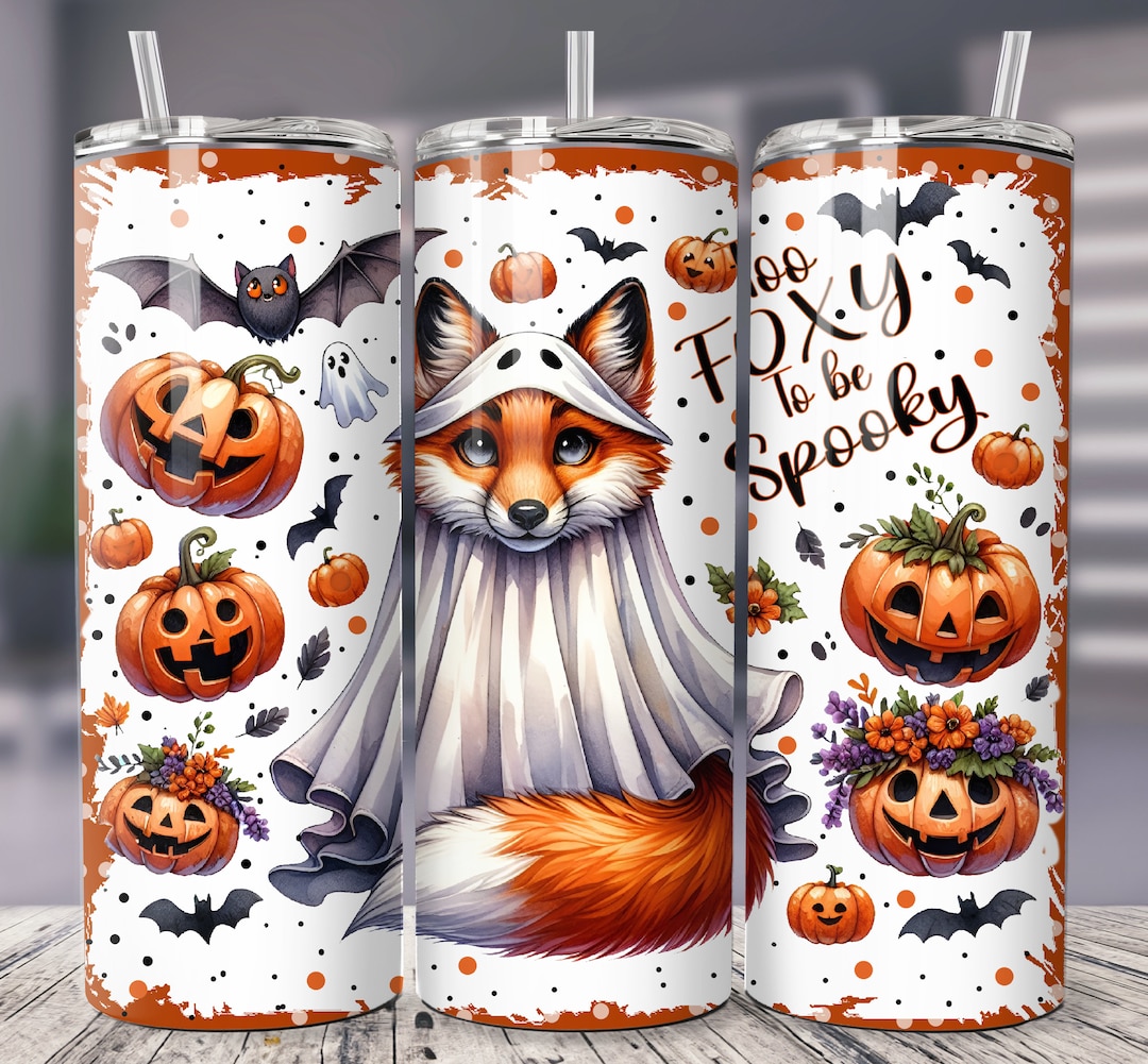 Foxy Halloween 20oz Tumbler PNG: Spooky Fox Lover Gift (digital ...