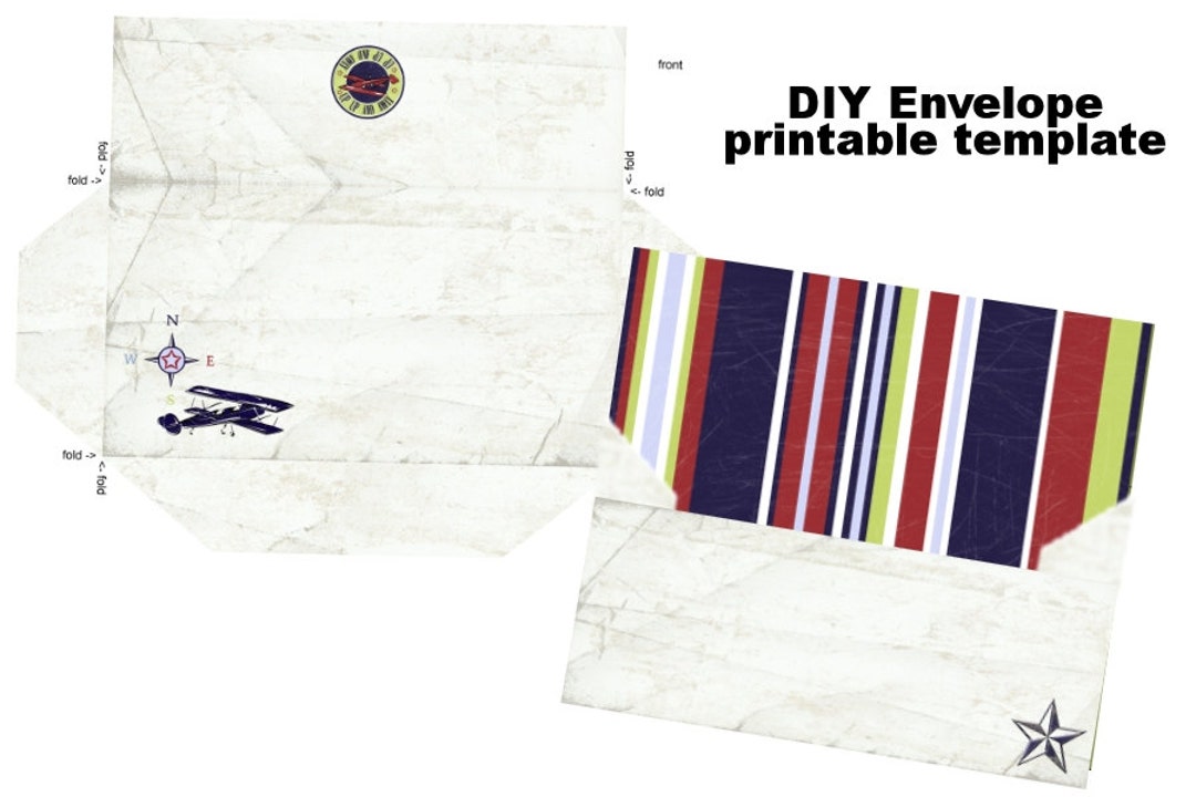 Vintage Airplane Boarding Pass Envelope Template DIY Printable Template ...