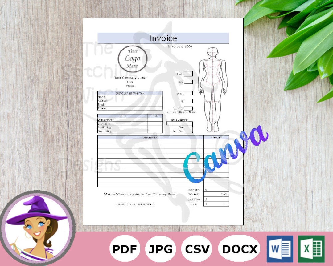 ALTERATION Invoice Form Template CANVA EDITABLE Business Invoice ...