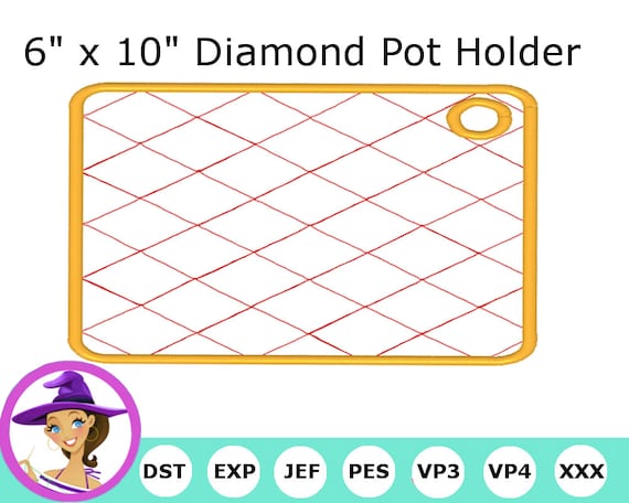 6 X 10 Quilted Potholder diamond ITH in the | Etsy