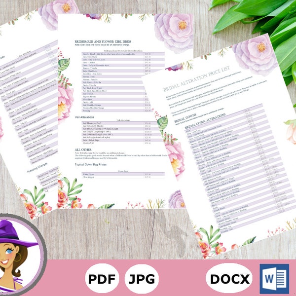 Sewing Price List Template - Etsy