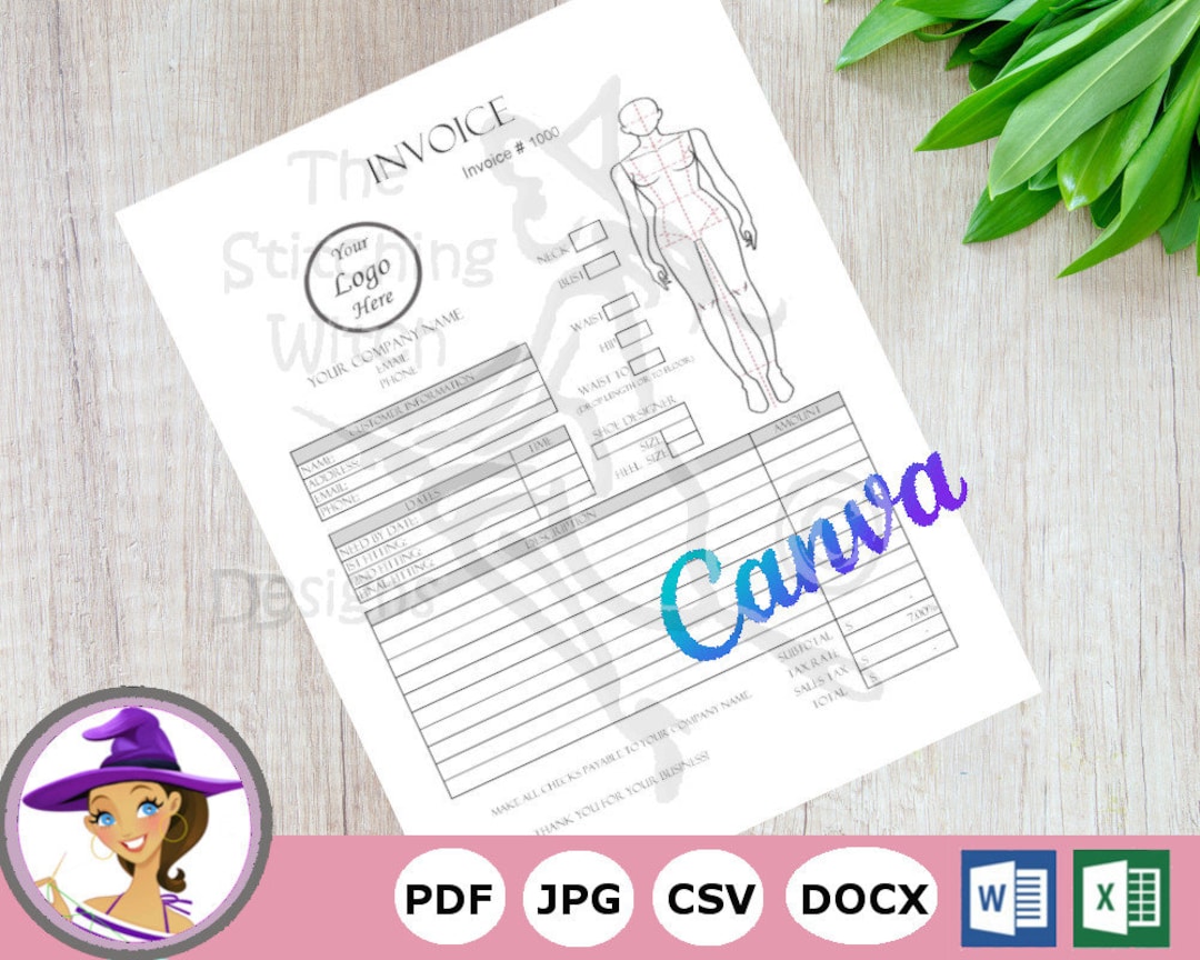 TAILOR Invoice Form Template Printable Invoice Form CANVA EDITABLE ...