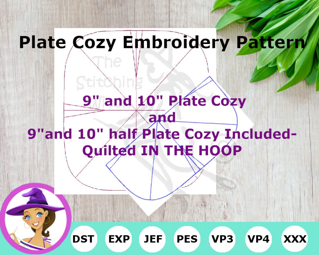 4 PATTERNS of Plate Cozy Embroidery Machine Sets- 9" and 10" Cozy- 9 ...