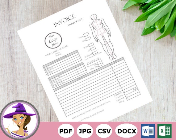 TAILOR INVOICE Form Template Printable Invoice Form Modern - Etsy