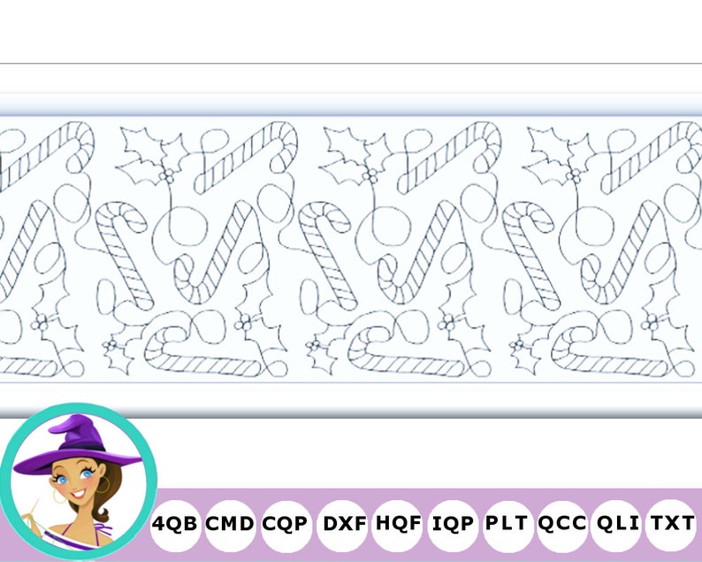 Candy Cane and Holly -christmas Edge to Edge Design - Long Arm Quilting ...