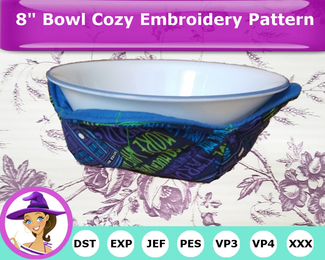 8" Bowl Cozy Embroidery Pattern- Microwave Bowl Cozy for Soup - Quilted ...