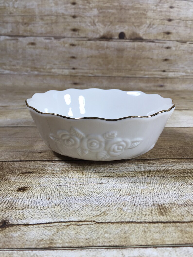 Vintage Lenox Gold Rim Rose Bowl Ivory. - Etsy