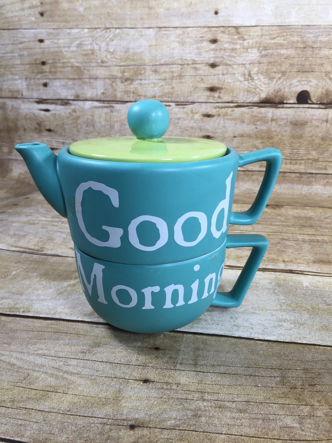Good Morning Stoneware Teapot and Tea Cup - Etsy Denmark