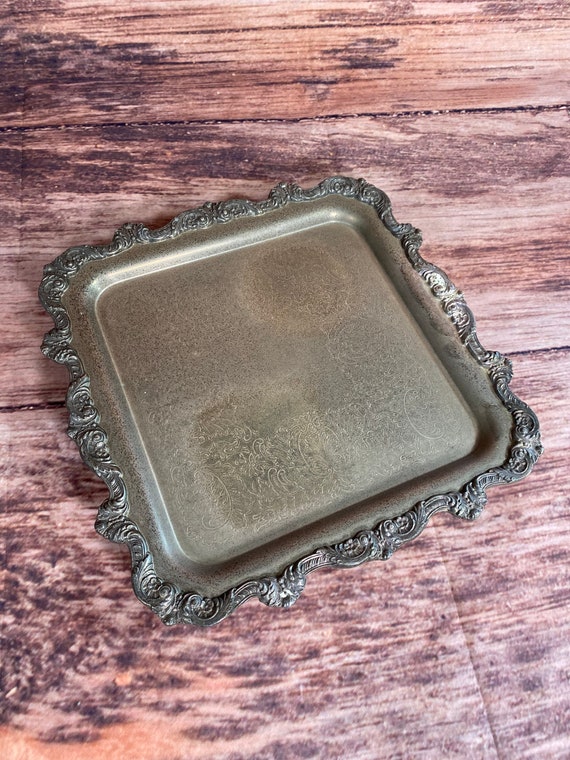 Vintage Square Silver Tray - Etsy