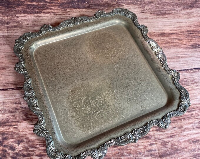 Vintage Square Silver Tray - Etsy
