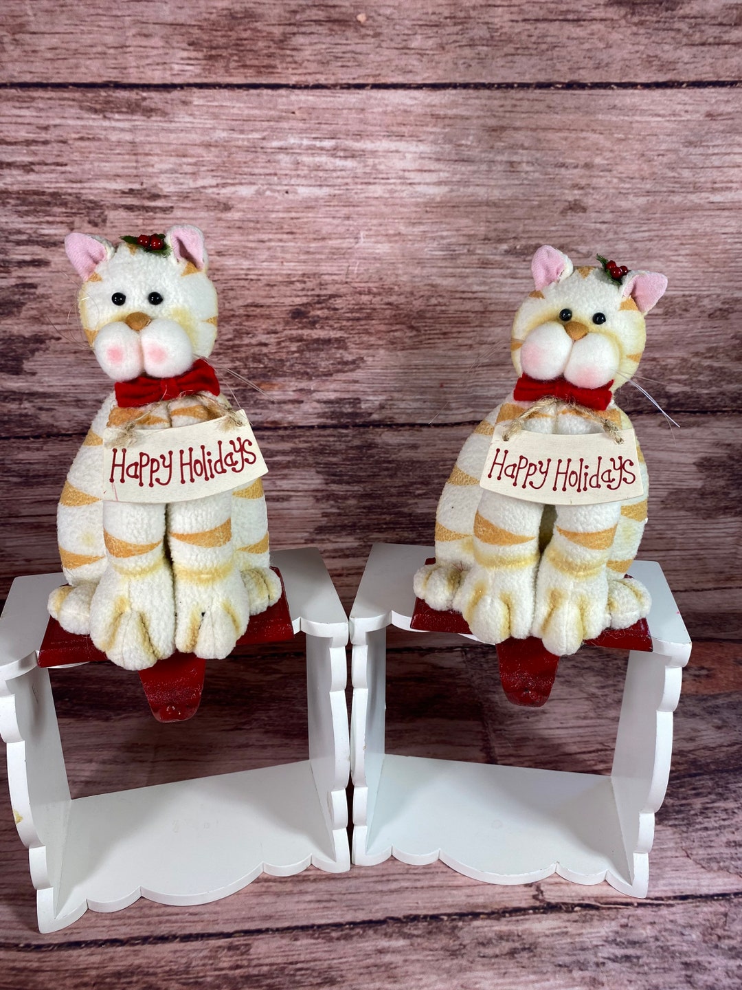 Vintage Cat Plushy Cast Iron Christmas Stocking Holder Set of 2 - Etsy