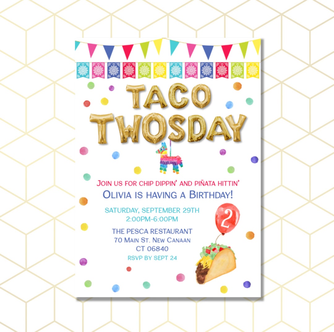 Taco Twosday Birthday Invitation Taco Tuesday Birthday - Etsy