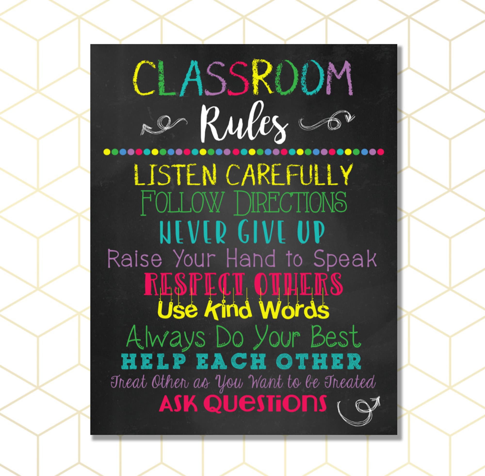 Classroom Rules Poster - Personalized Teacher Sign - Classroom Decor ...