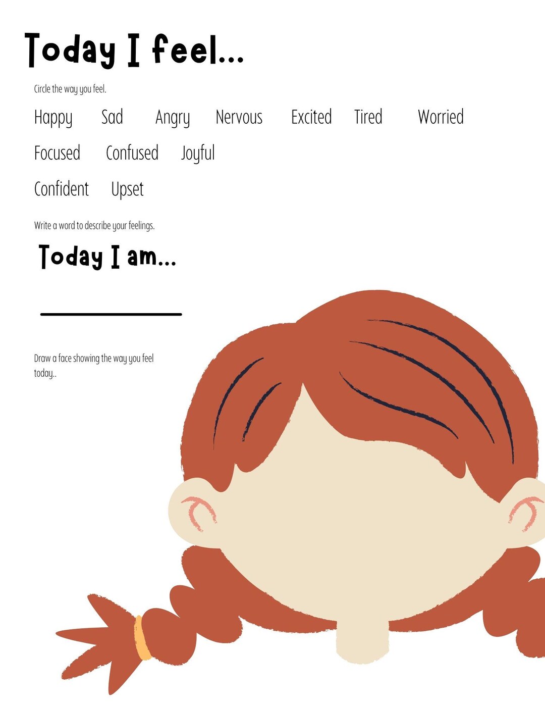 Feelings Worksheet, Today I Feel - Etsy