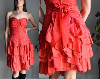 1980s Ruffled Dress - Etsy