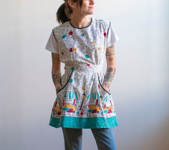 Kitchen & Dining Aprons Vintage Soft Cotton Apron With Embroidery ...