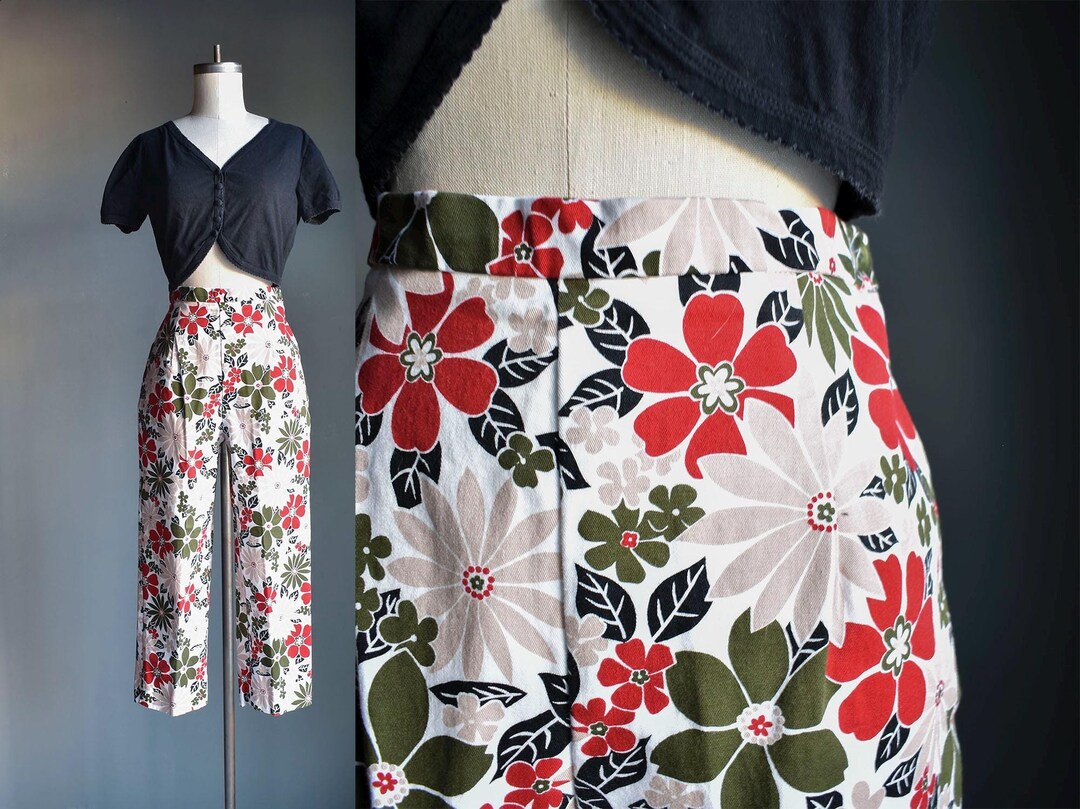Vintage 1950s Style Cigarette Pants / Vintage 50s Style Capri Pants ...