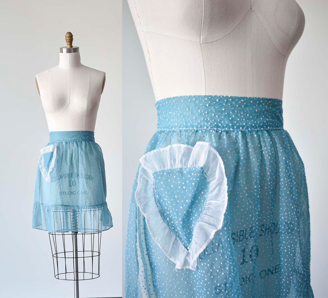 Blue Swiss Dot Cocktail Apron / Vintage 1950s Cocktail Apron / Vintage ...