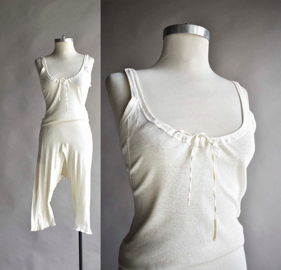 Antique White Cotton Knit Undergarment Onesie / Vintage Onesie - Etsy