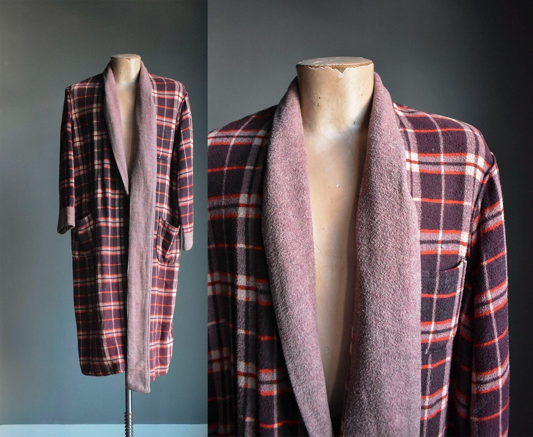 Vintage Plaid Beacon Blanket Robe / True Vintage Maroon Plaid Beacon ...