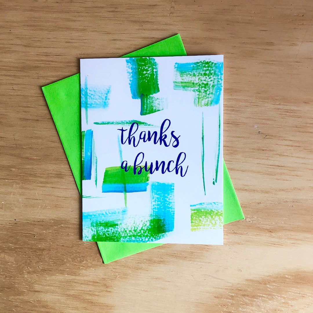 Thank You Card, Thank You Note, Thanks a Bunch, Note Card, Watercolor ...